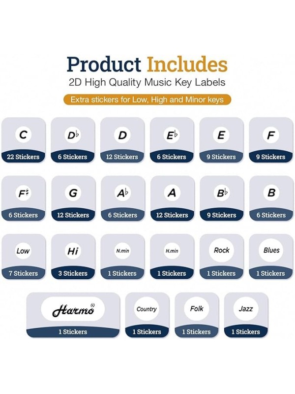 Harmonica Key Label Stickers 2D - Accessories for Harmonica